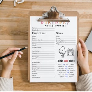 Work Birthday Questionnaire, Gift Questionnaire, Getting to Know You ...