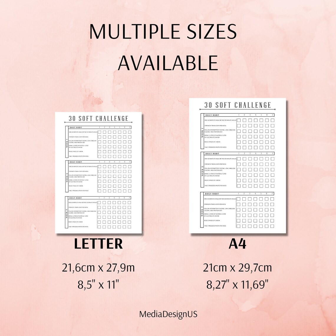 30 SOFT Challenge Tracker, Day Challenge Printable, Weight Loss ...