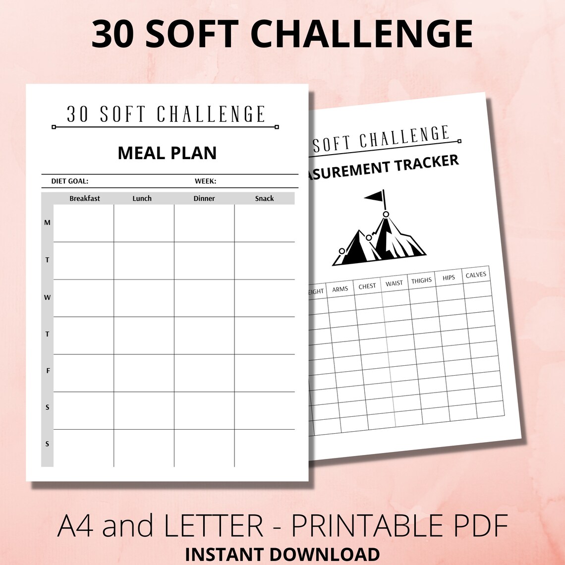30 SOFT Challenge Tracker, Day Challenge Printable, Weight Loss ...