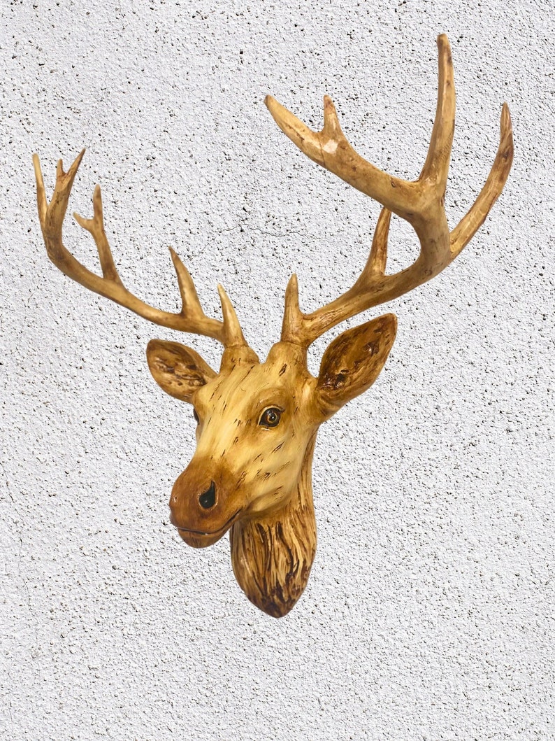 Lifelike Deer Head Wall Mount - Realistic Faux Taxidermy Sculpture for ...