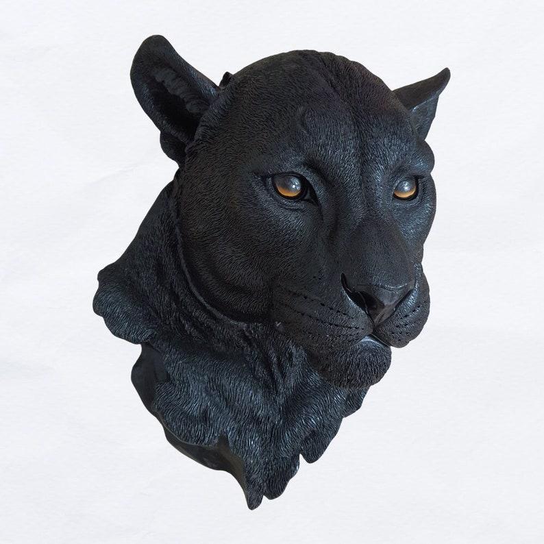 Faux Taxidermy Black Puma Head Wall Decor - Etsy