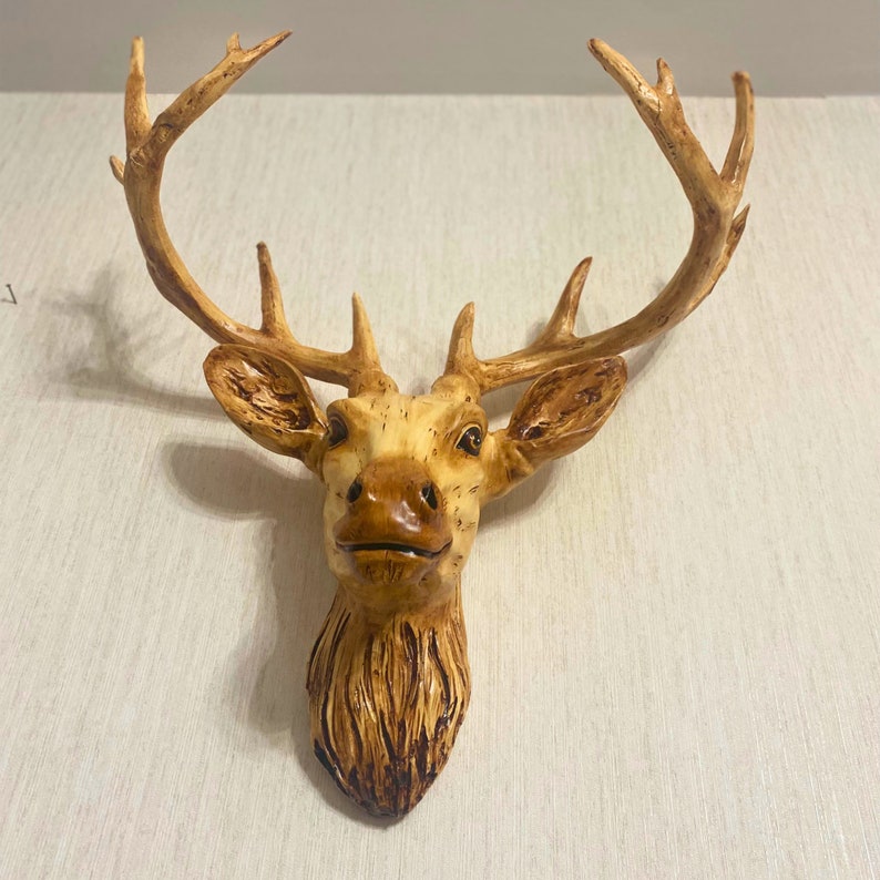 Lifelike Deer Head Wall Mount - Realistic Faux Taxidermy Sculpture for ...