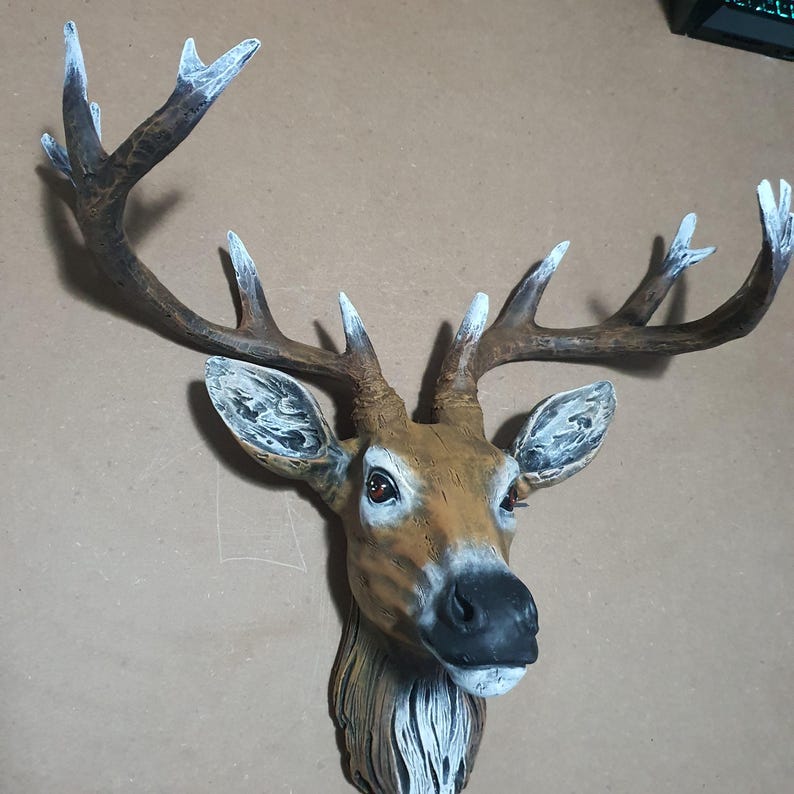 Lifelike Deer Head Wall Mount - Realistic Faux Taxidermy Sculpture for ...