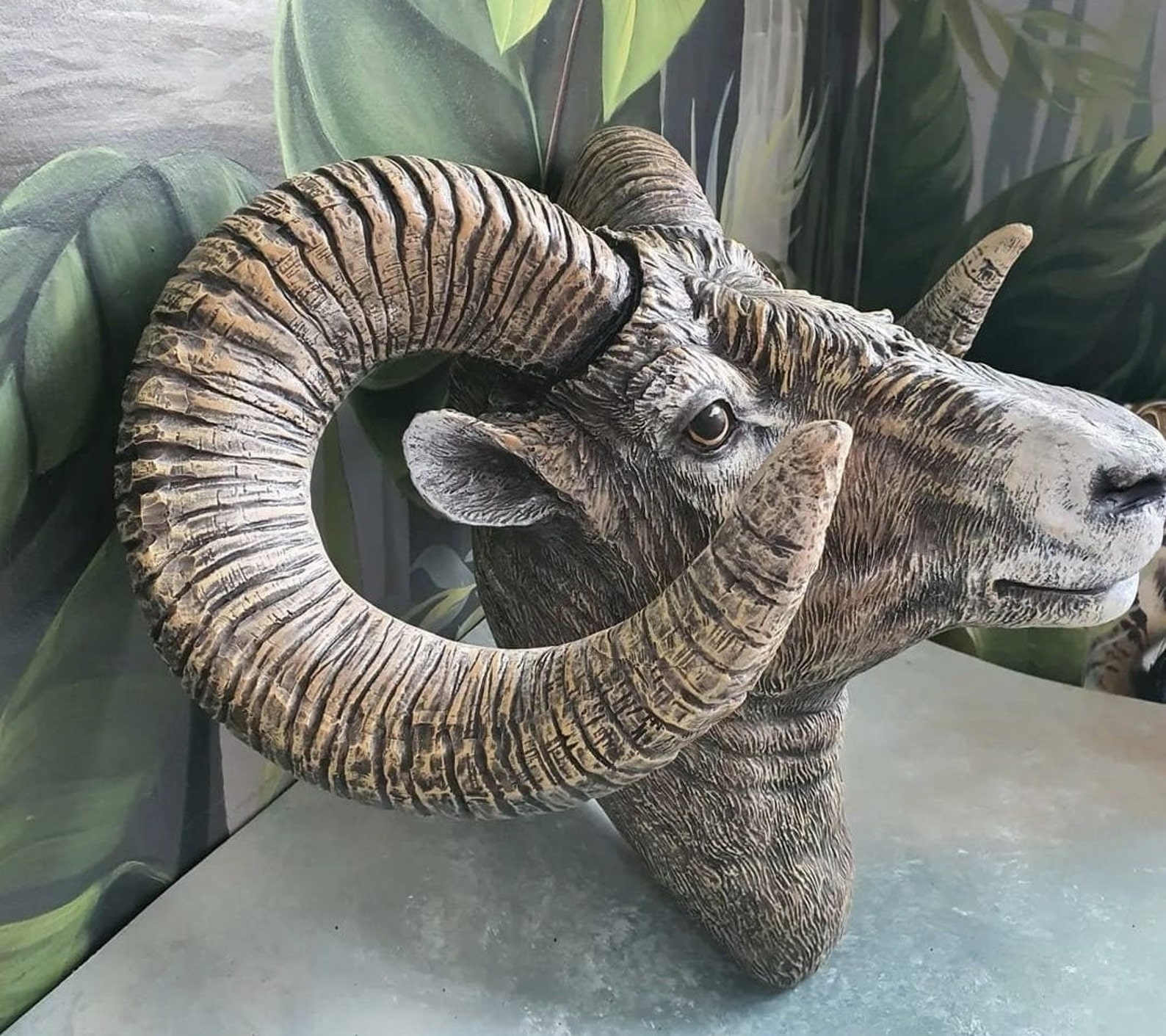 Realistic Huge Ram's Animal Head, Wall Decor Statue, Ram Head Wall ...
