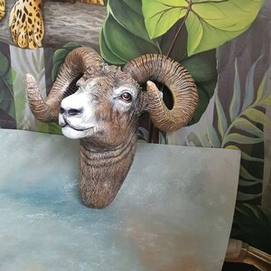 Realistic Huge Ram's Animal Head, Wall Decor Statue, Ram Head Wall ...