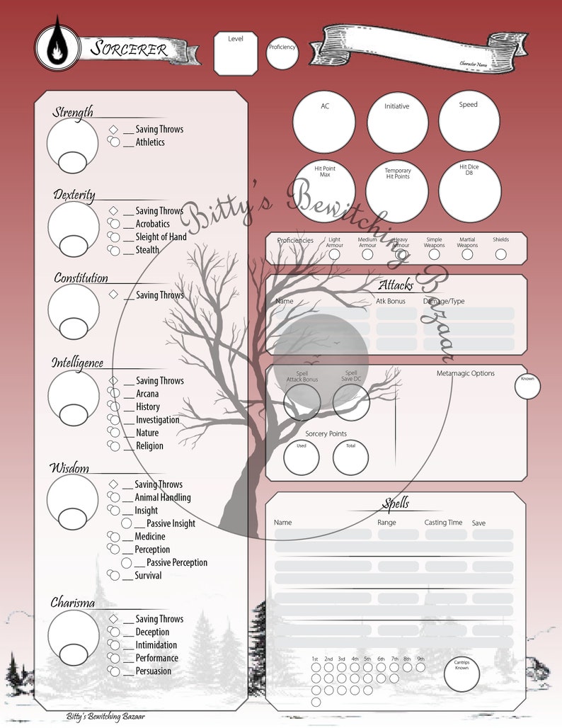 D&D 5e Character Sheets ALL CLASSES 5 Pages Each, PDF Digital Download ...