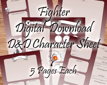 D&d Fighter Character Sheet - Etsy