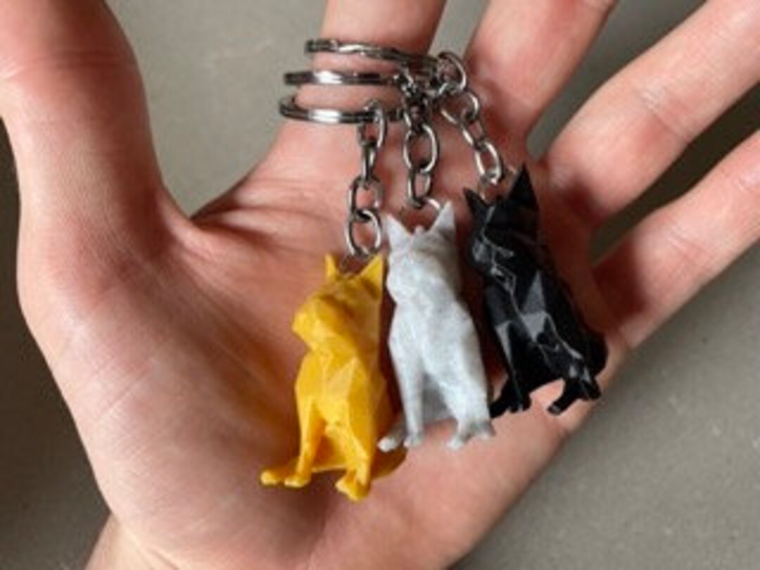 Low Poly French Bulldog Keychain STL File: 3D Printing (digital ...