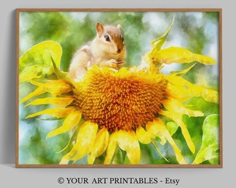Modern Chipmunk Art - Etsy