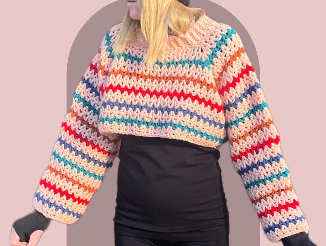 Easy Crochet Pattern, Cropped Crochet Sweater Pattern, Pastel Crochet PDF, Fashion Cardigan ...