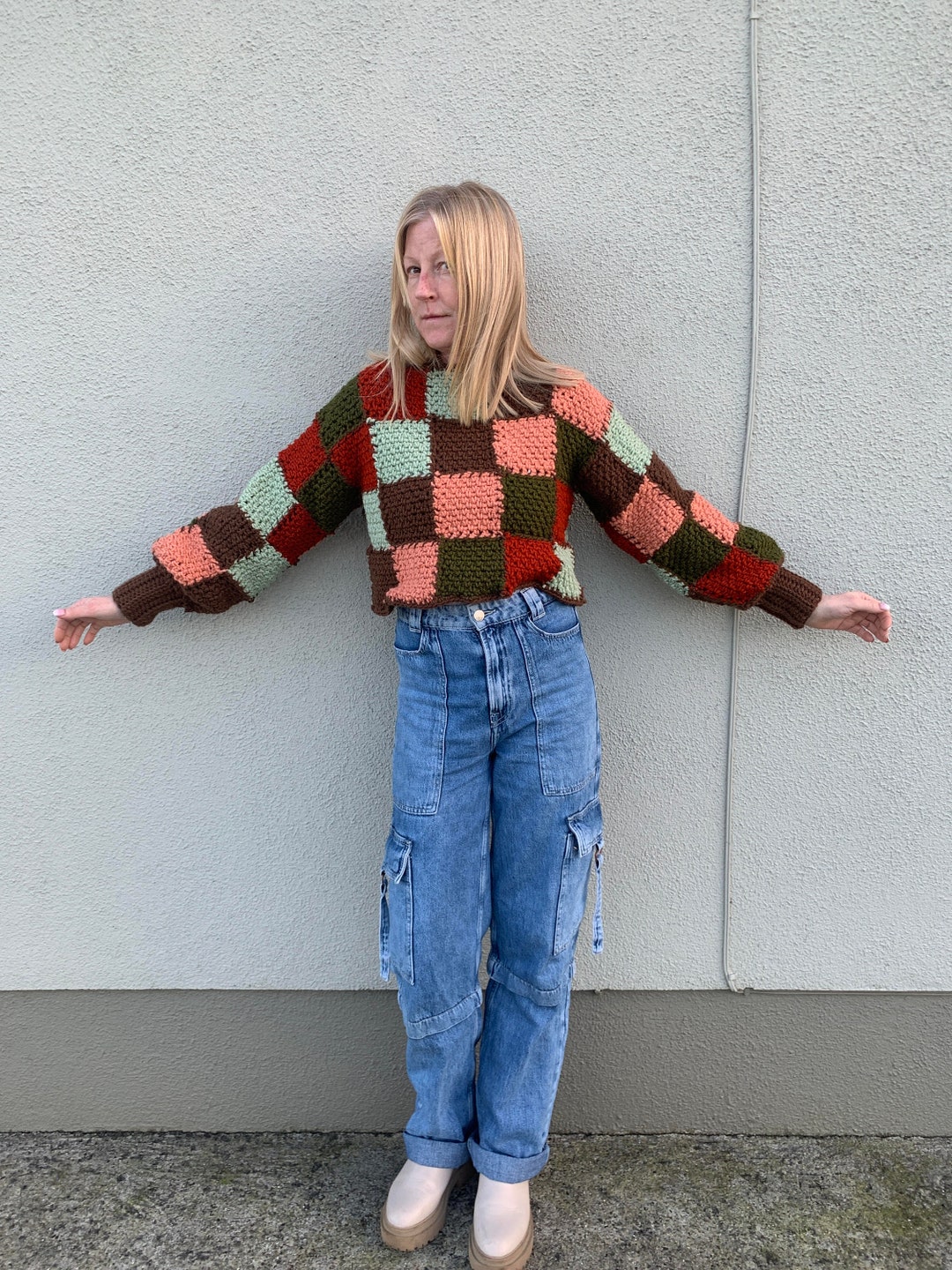 Short Sweater Pattern Crochet Jumper Pattern Patchwork - Etsy