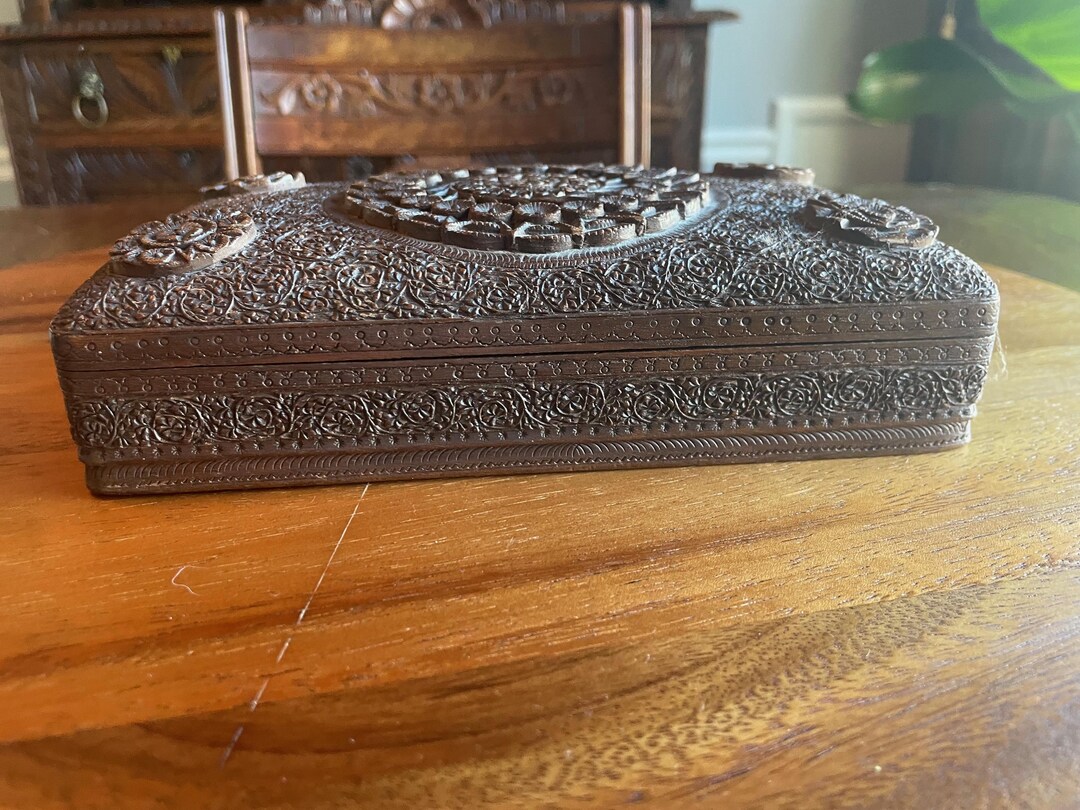 Antique Heavily Carved Wood Box - Etsy