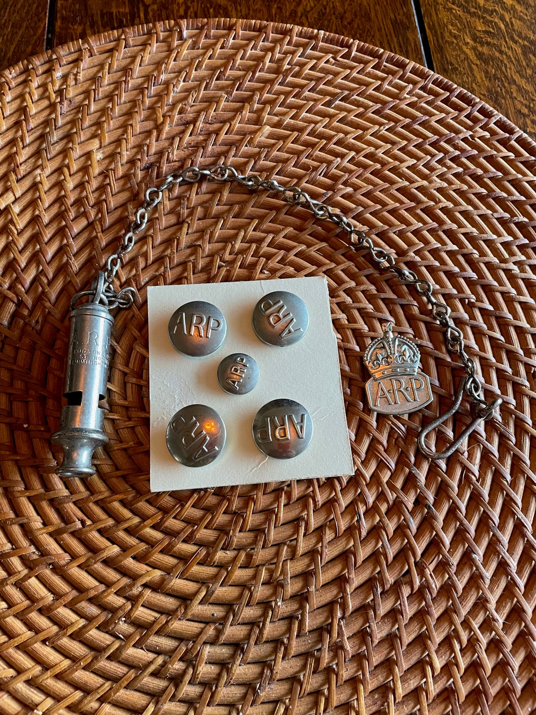 Genuine Home Front WW2 ARP Whistle / Buttons & ARP Lapel Badge - Etsy