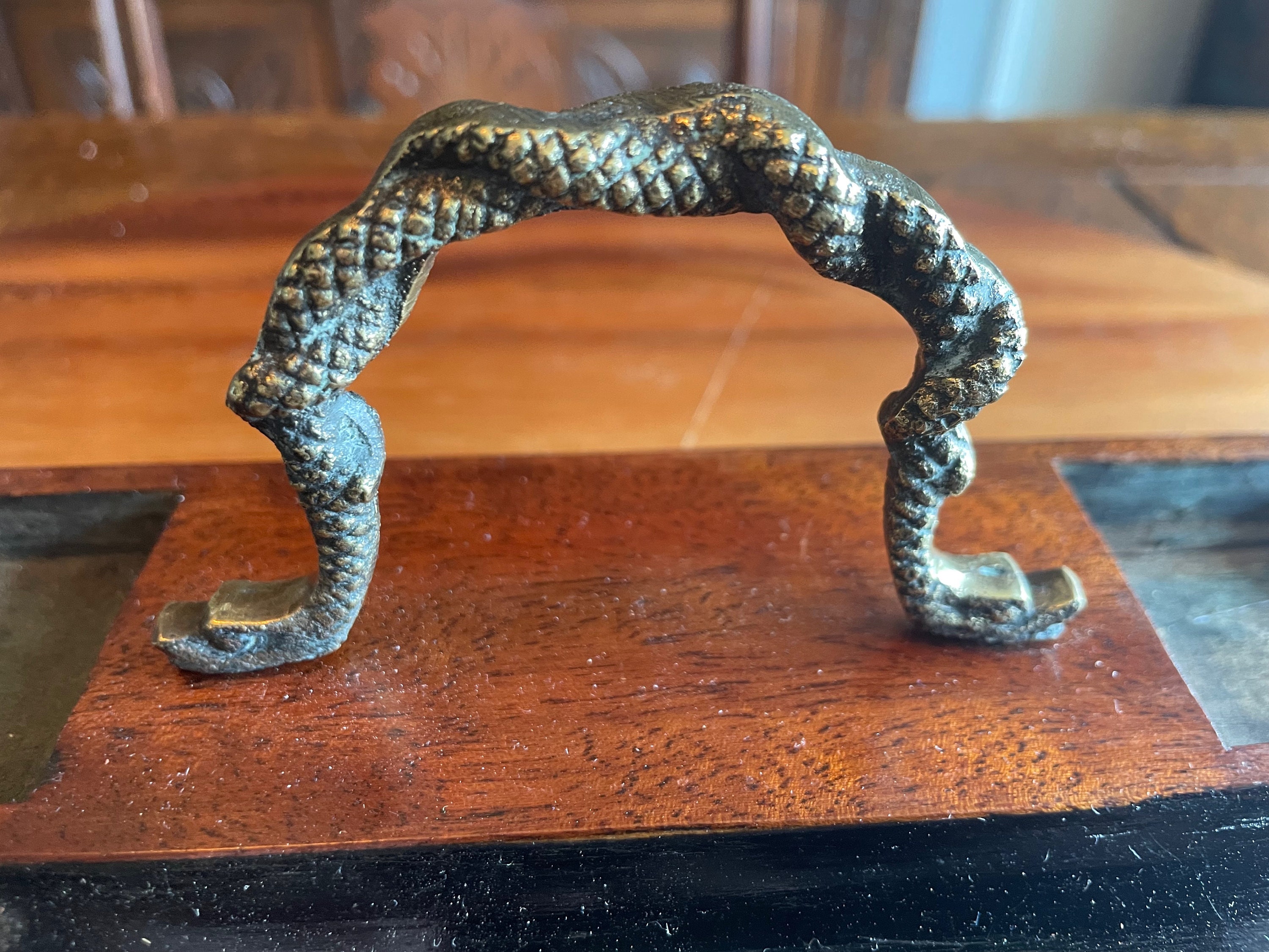 Beautiful Victorian Inkwell Stand With Fountain Pen and Brass Snake ...