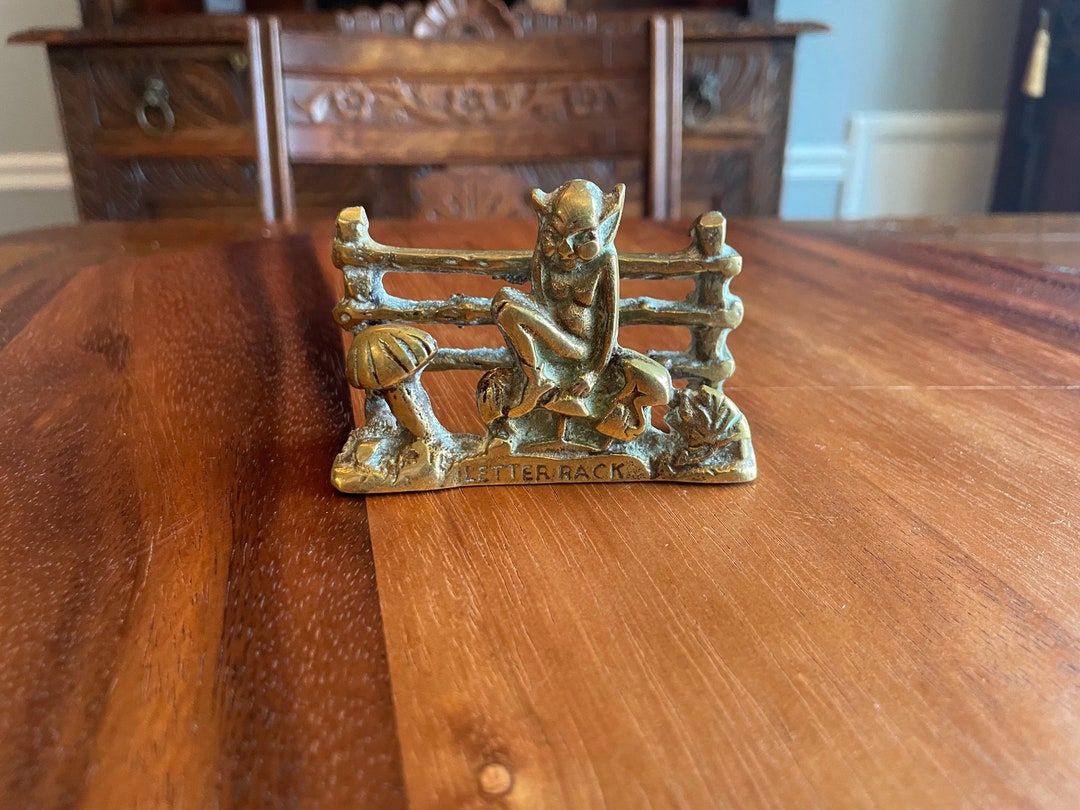Vintage Brass Cornish Pixie Letter Rack - Etsy