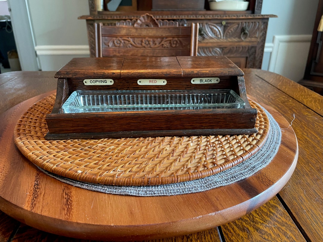 Edwardian Desk Inkwell With Glass Caddy - Etsy