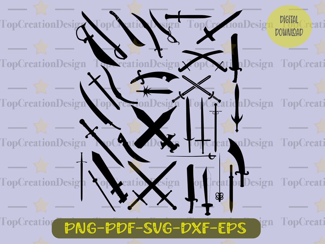 Paquete de espada svg, espada svg, clipart de espada, vector de espada ...