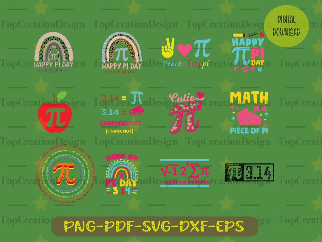 Pi Symbol Svg Bundle ,happy Pi Day Svg Bundle, Math Logo,cute Pi Day ...