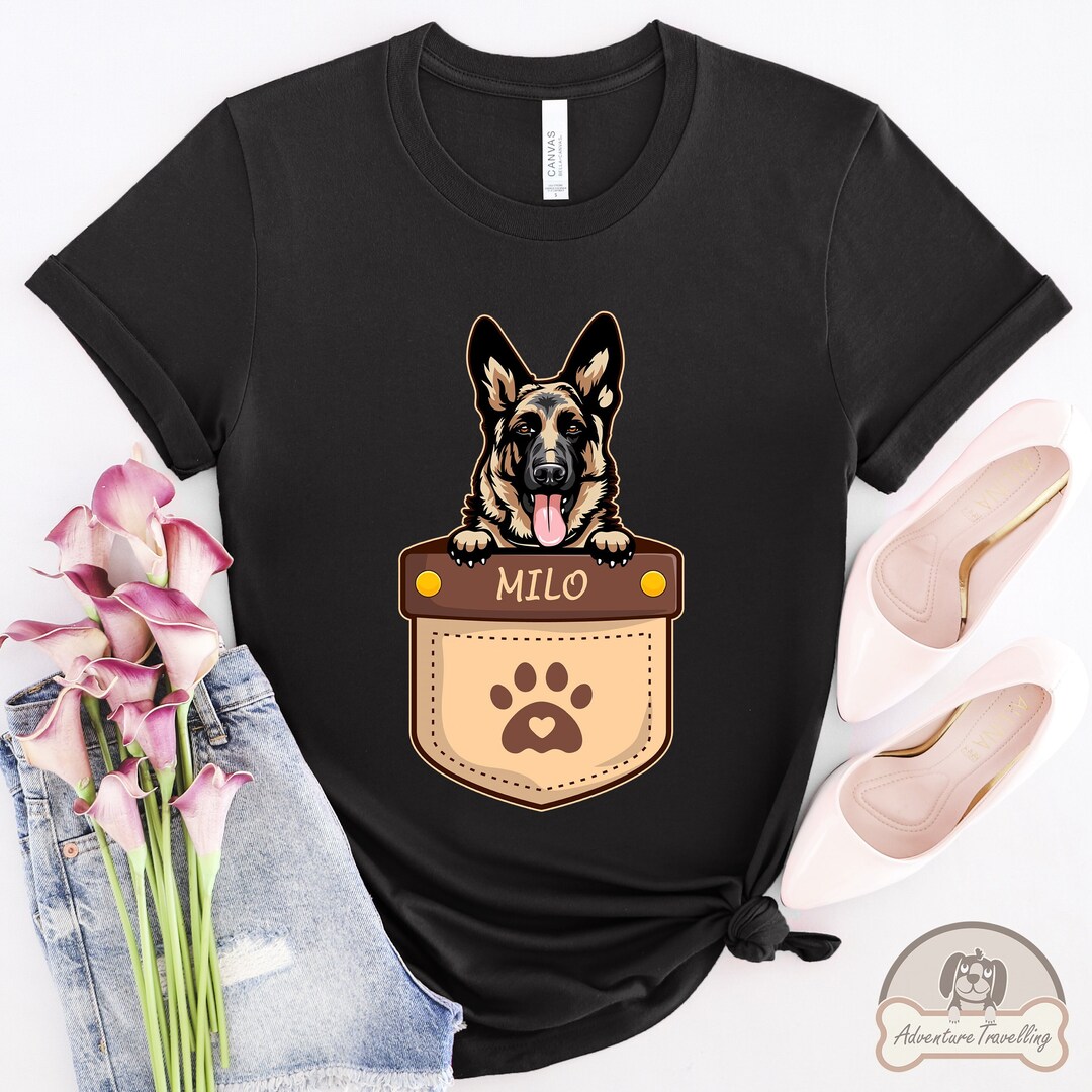 Custom German Shepherd Shirt, Dog in Pocket, German Shepherd Dog Gift ...