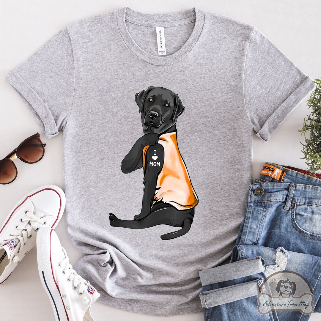 Black Labrador Shirt, I Love Mom, Labrador Dog Gift, Labrador Mum ...