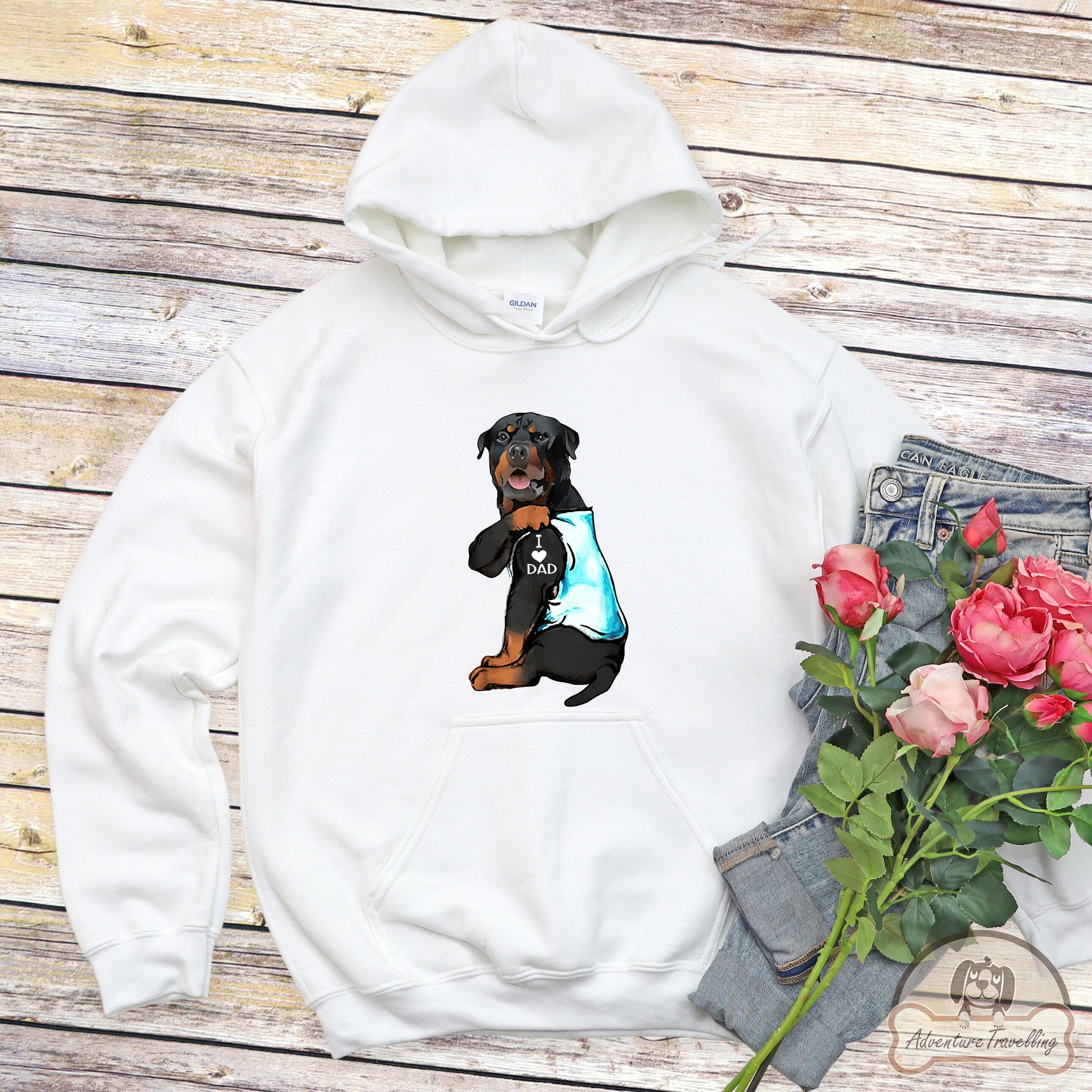 Rottweiler Hoodie, I Love Dad, Rottweiler Dog Lover, Rottweiler Dog Mom ...