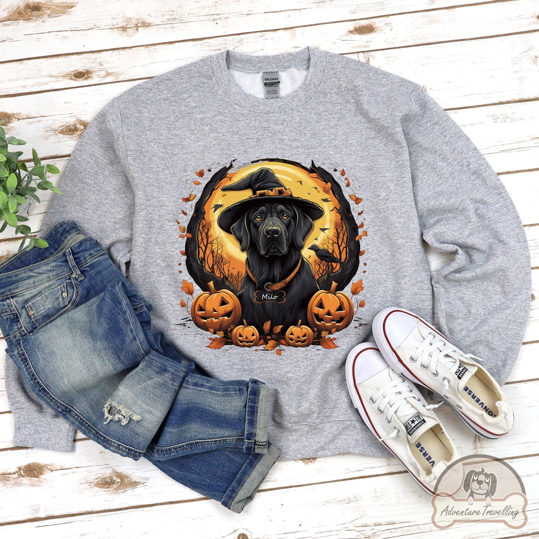 Custom Black Labrador Halloween Sweatshirt, Pumpkin, Labrador Dog Gift ...