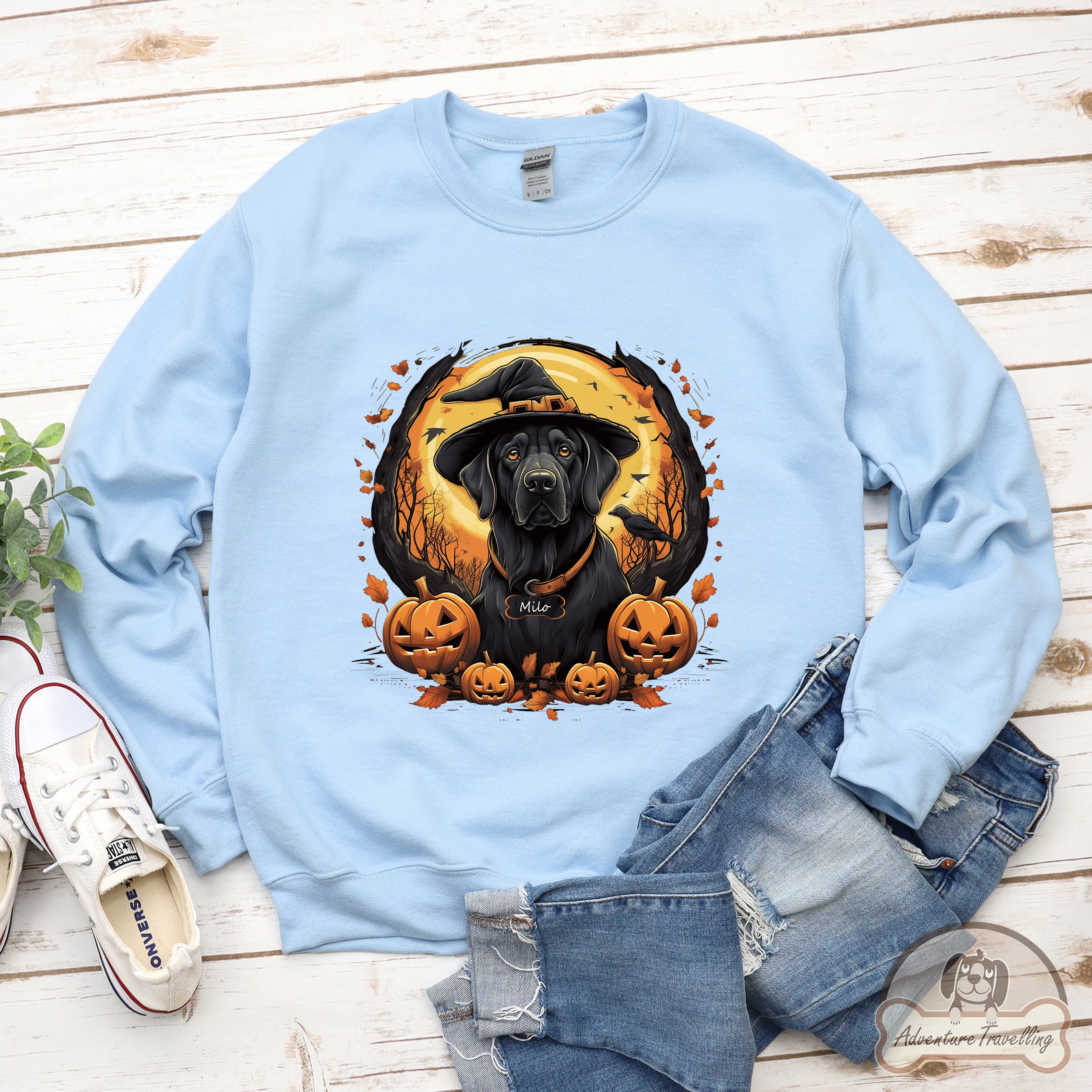 Custom Black Labrador Halloween Sweatshirt, Pumpkin, Labrador Dog Gift ...