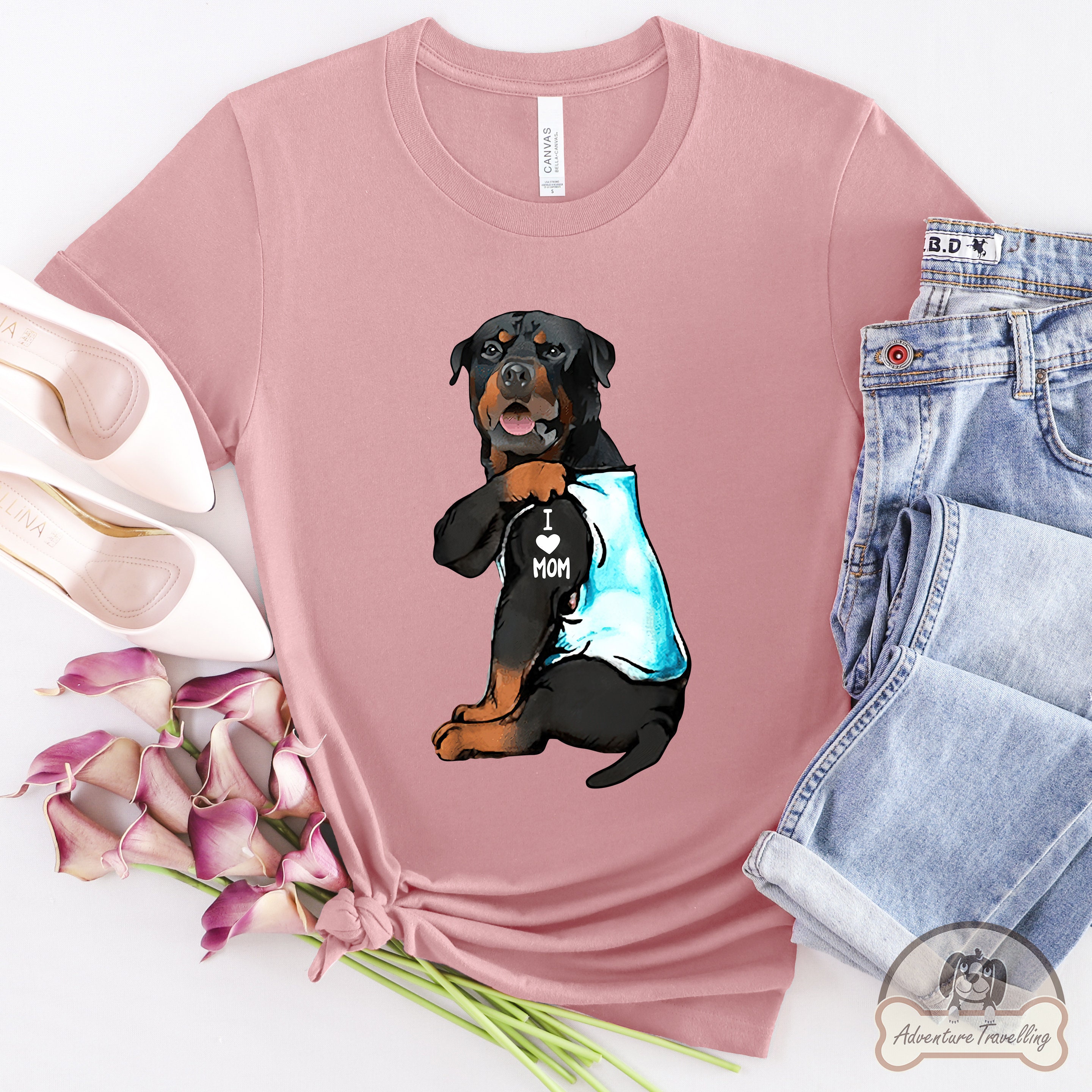 Rottweiler Shirt, I Love Mom, Rottweiler Dog Lover, Rottweiler Dog Mom ...