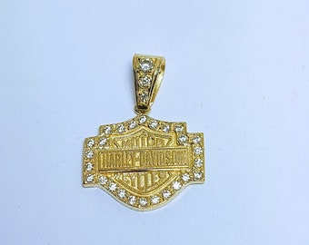 Gold Harley Davidson Pendant - Etsy