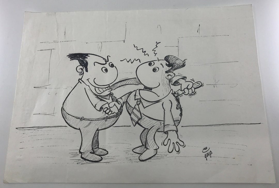 Original CARICATURE DRAWING Backstabbing Theme Signed Art - Etsy