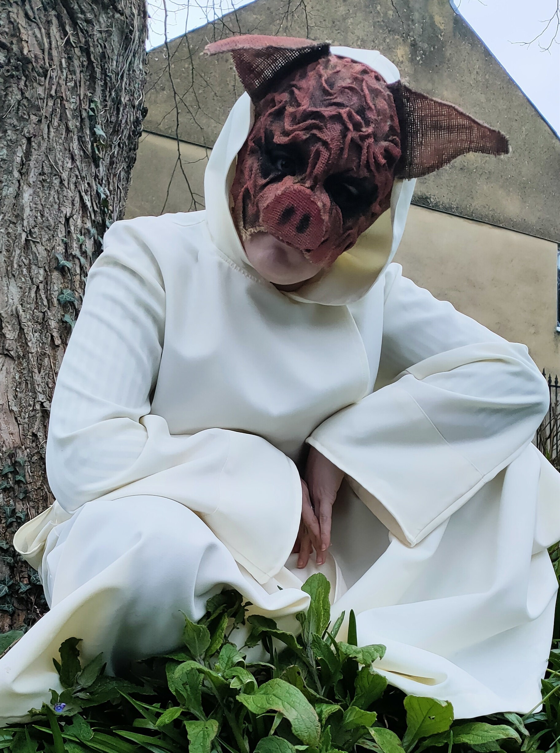 Creepy Eerie Horror Occult Burlap Pig Mask - Adult Halloween, Wicker ...