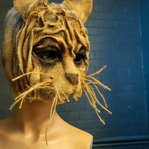 Creepy Scary Cult Occult Burlap Cat Mask - Adult Halloween, Wicker Man ...