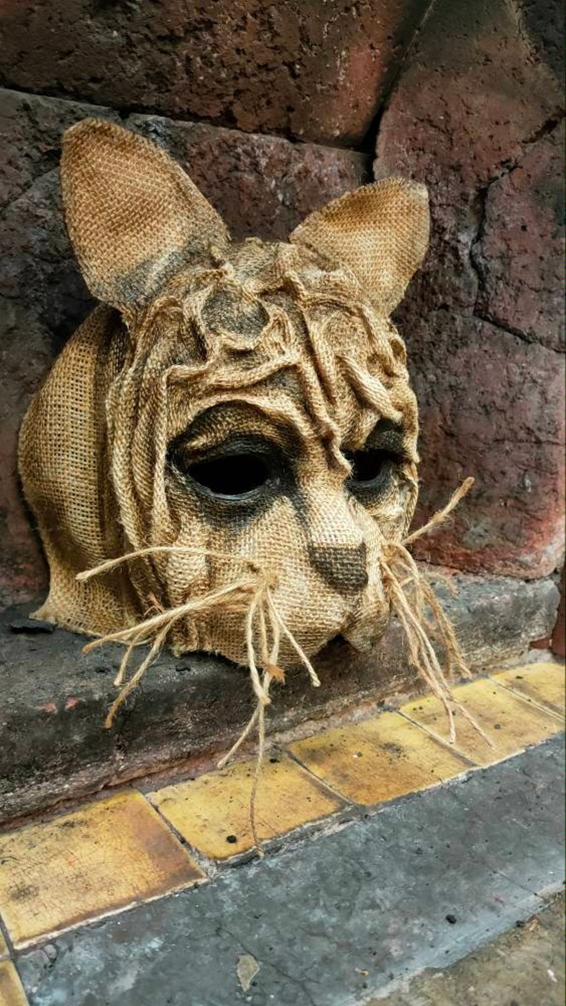 Creepy Scary Cult Occult Burlap Cat Mask - Adult Halloween, Wicker Man ...