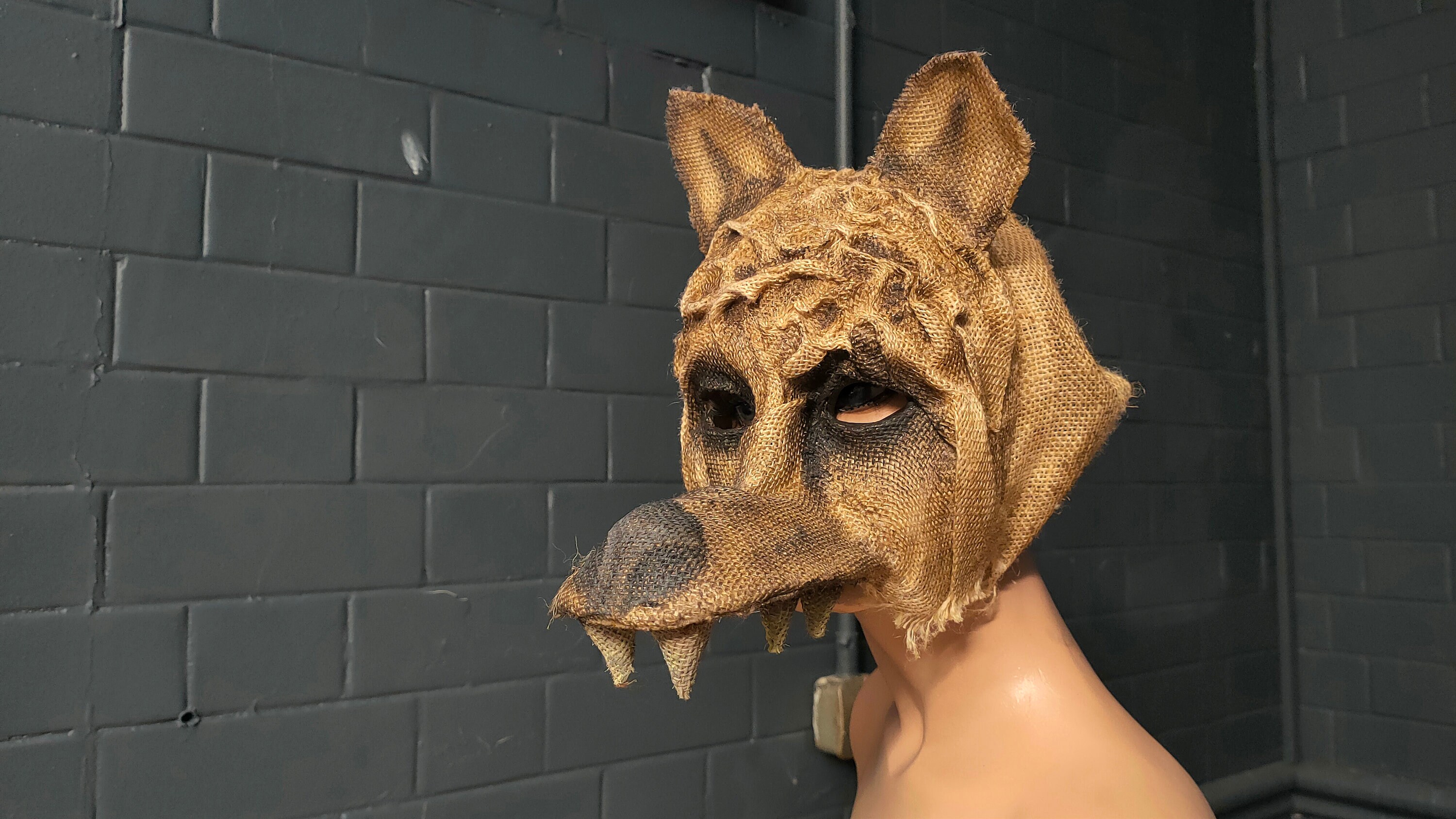 Creepy Scary Cult Occult Burlap Wolf Mask - Adult Halloween, Wicker Man ...