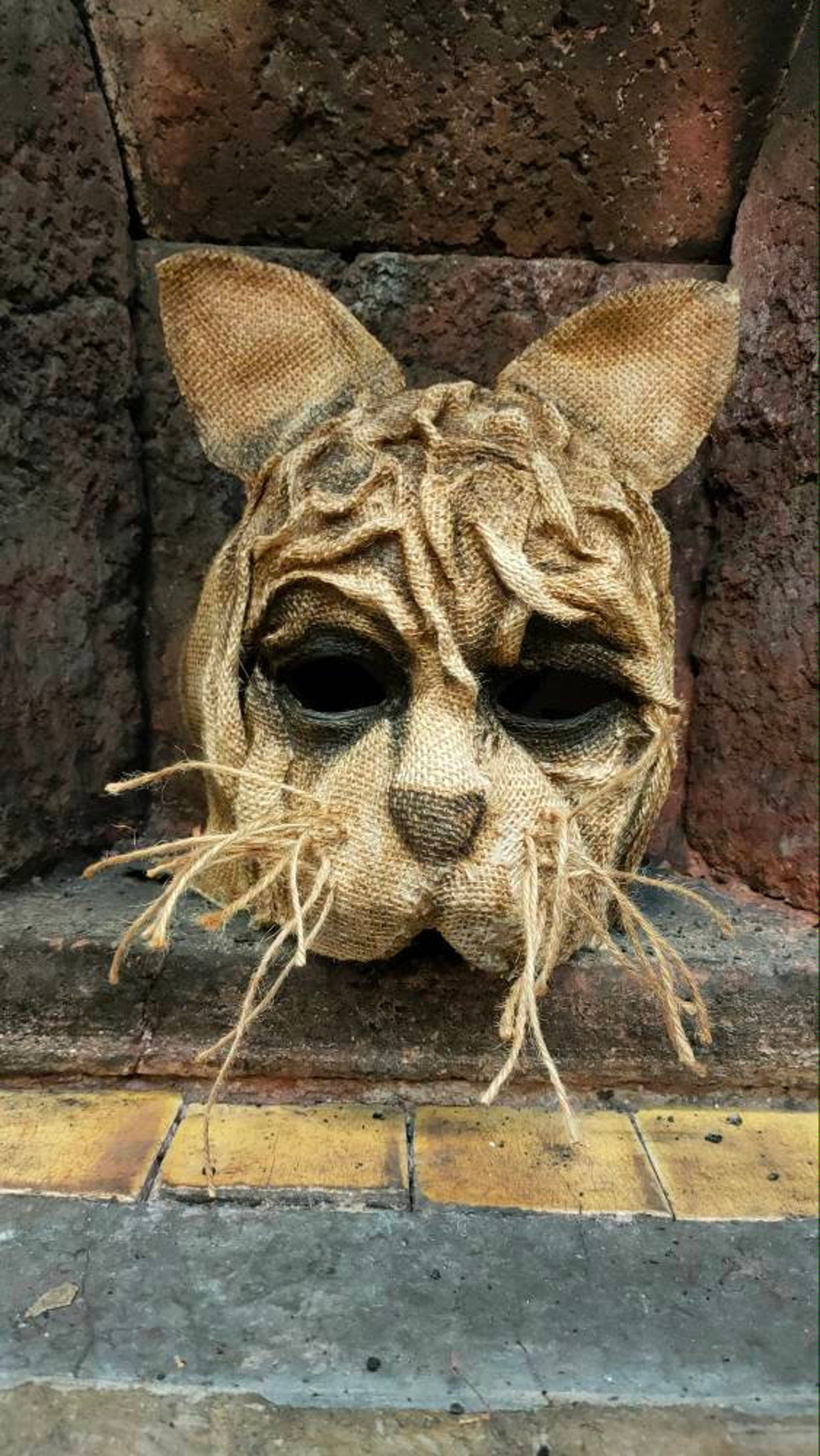 Creepy Scary Cult Occult Burlap Cat Mask - Adult Halloween, Wicker Man ...