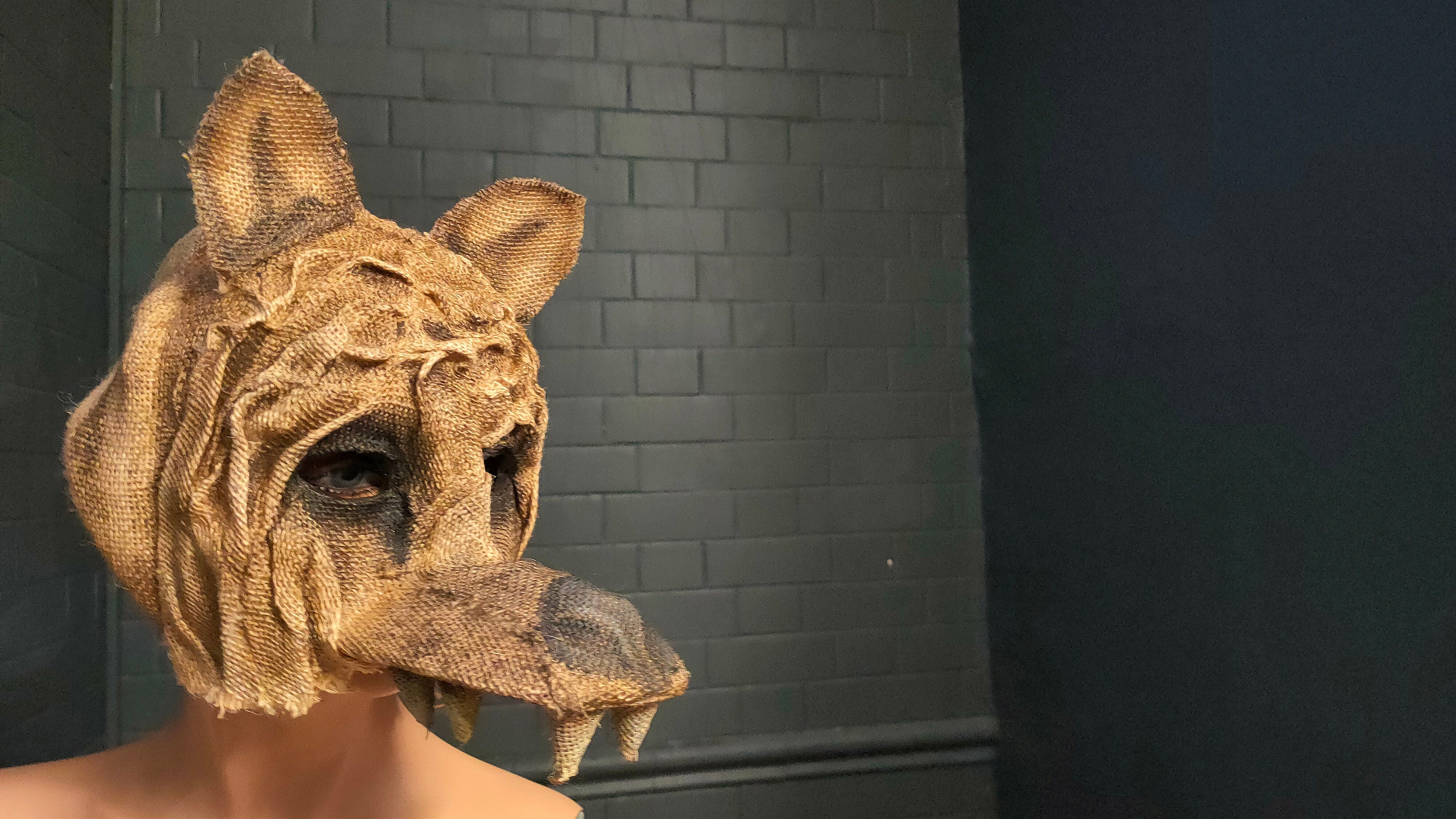 Creepy Scary Cult Occult Burlap Wolf Mask - Adult Halloween, Wicker Man ...