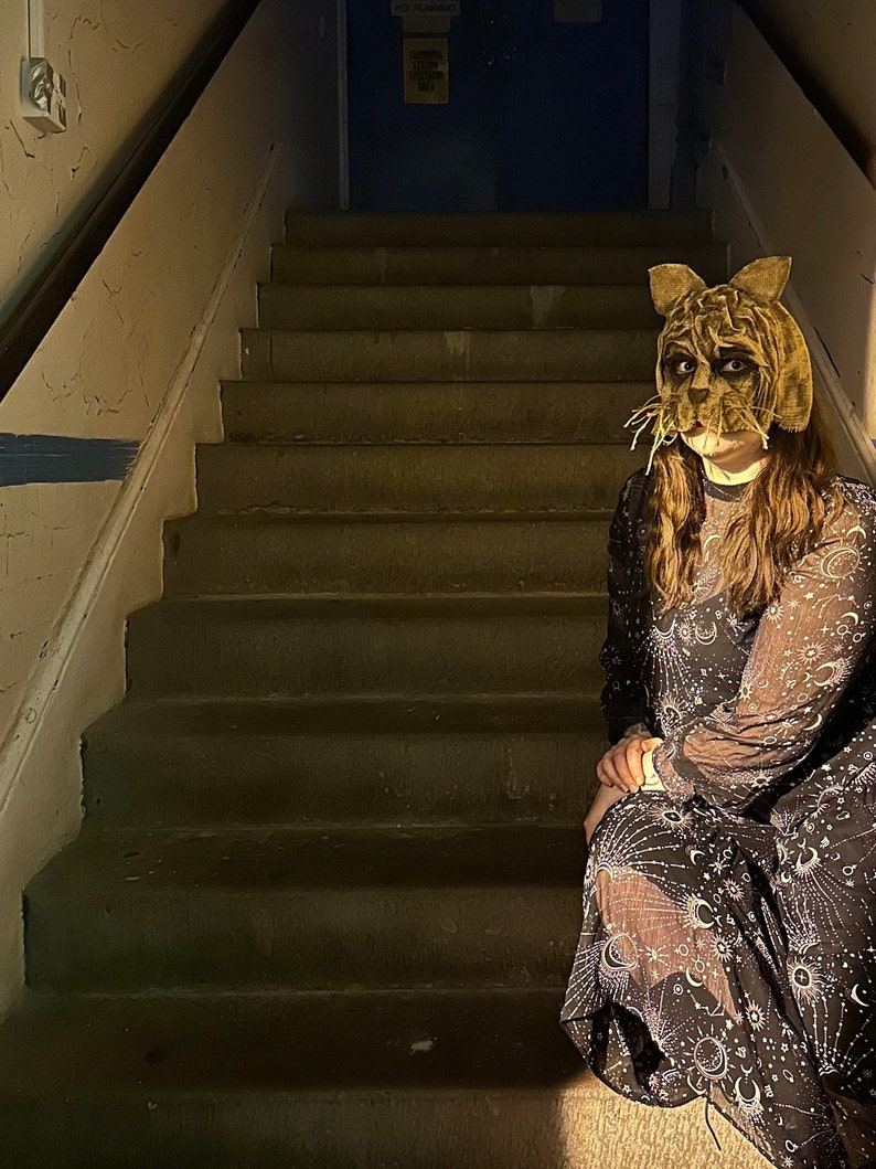 Creepy Scary Cult Occult Burlap Cat Mask - Adult Halloween, Wicker Man ...