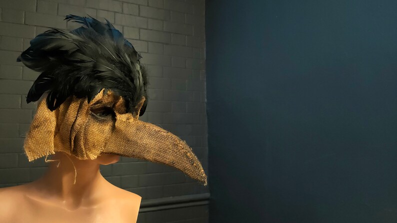 Creepy Horror Occult Hessian Burlap Crow Mask - Adult Halloween, Wicker ...