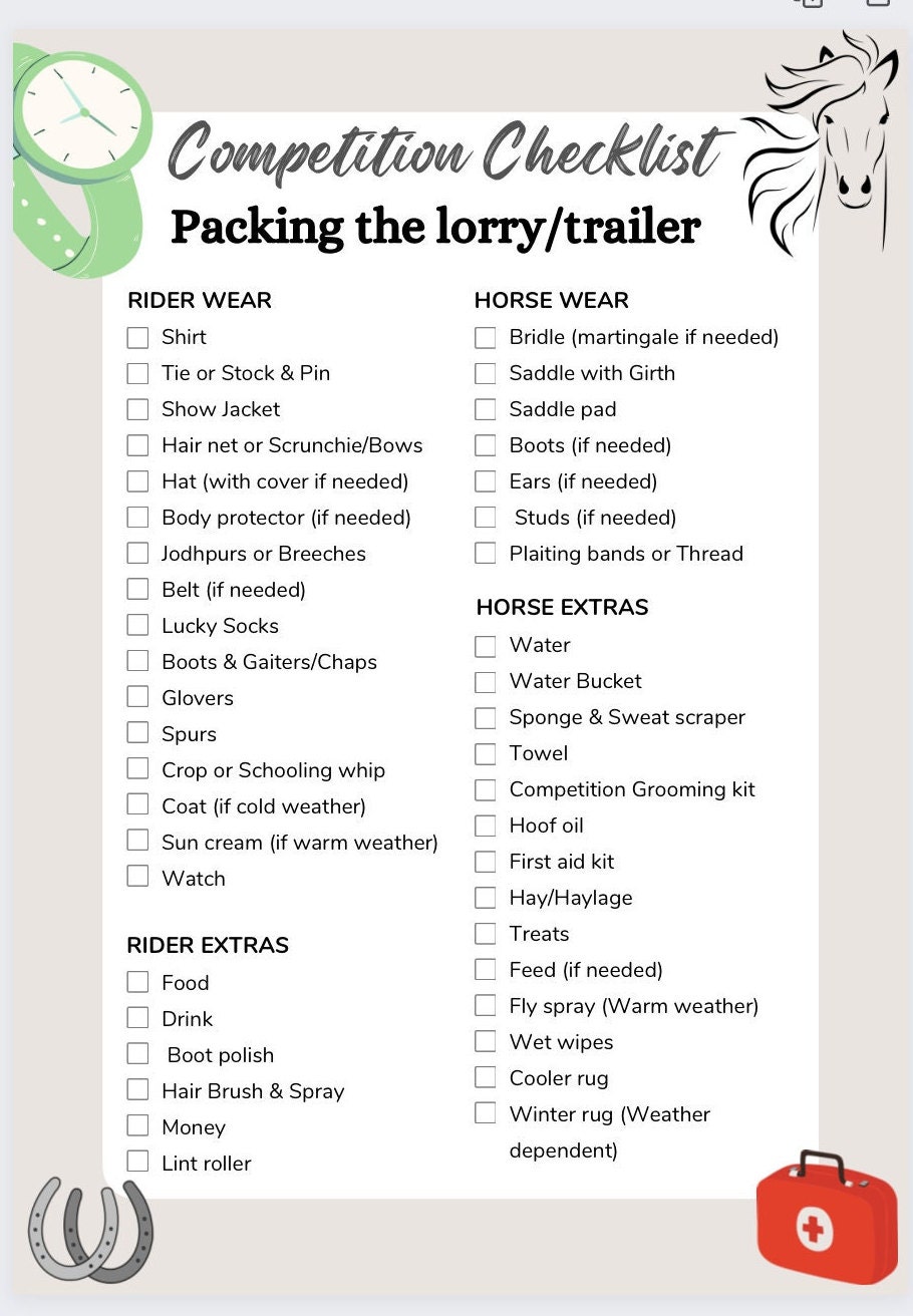 Competition Checklist Digital Download - Etsy