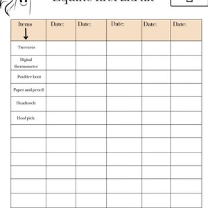 Equine First Aid Check List - Etsy