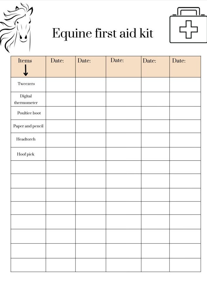 Equine First Aid Check List - Etsy
