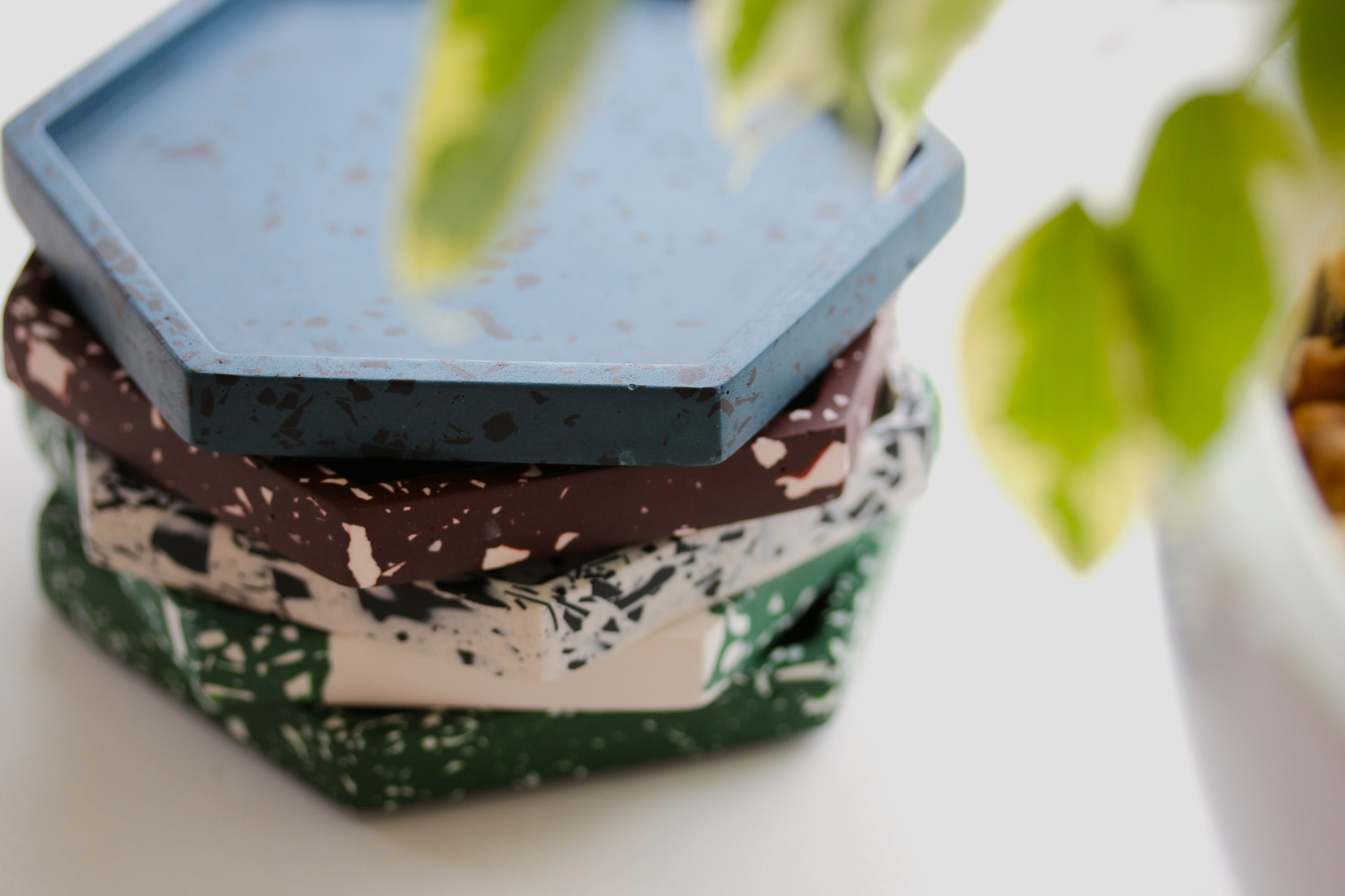 Hexagon Jesmonite Tray Decorative Coaster Candle Tray Jewelry Tray - Etsy