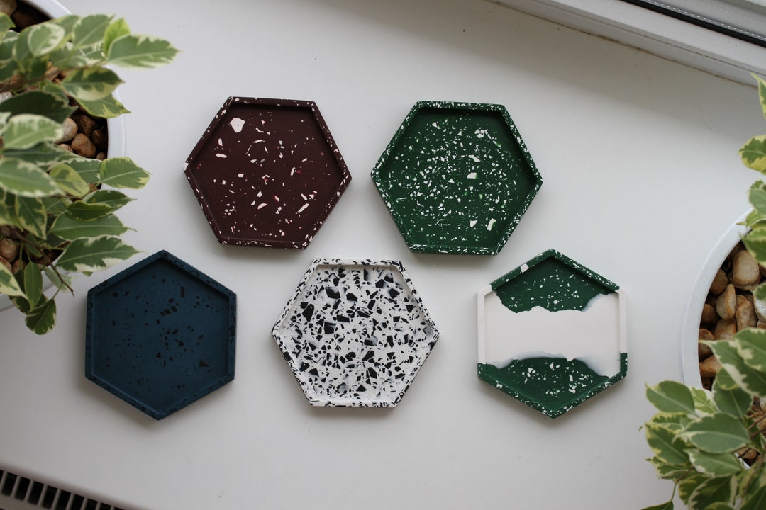 Hexagon Jesmonite Tray Decorative Coaster Candle Tray Jewelry Tray - Etsy