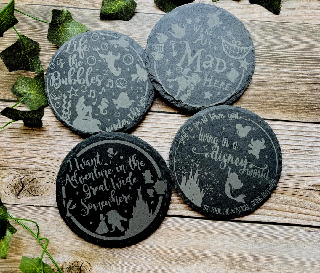 Disney Themed Slate Coasters Set of Four (4) - Etsy