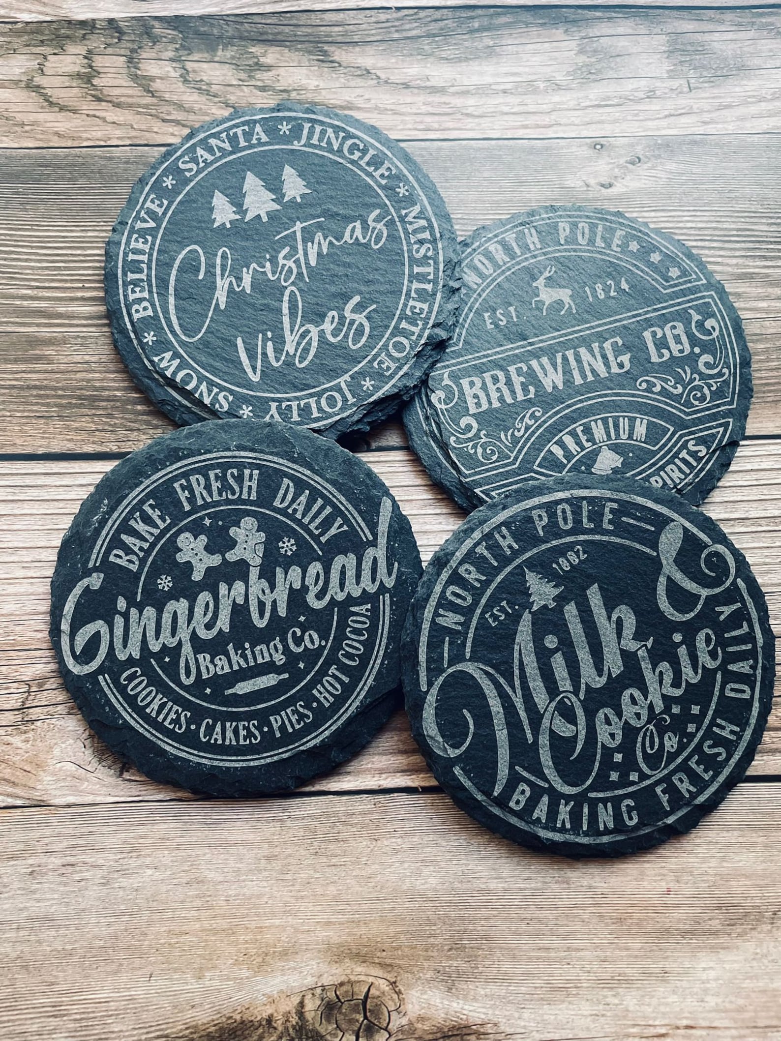 Engraved Slate Christmas Coasters – Holiday Decor (set of 4) - Etsy