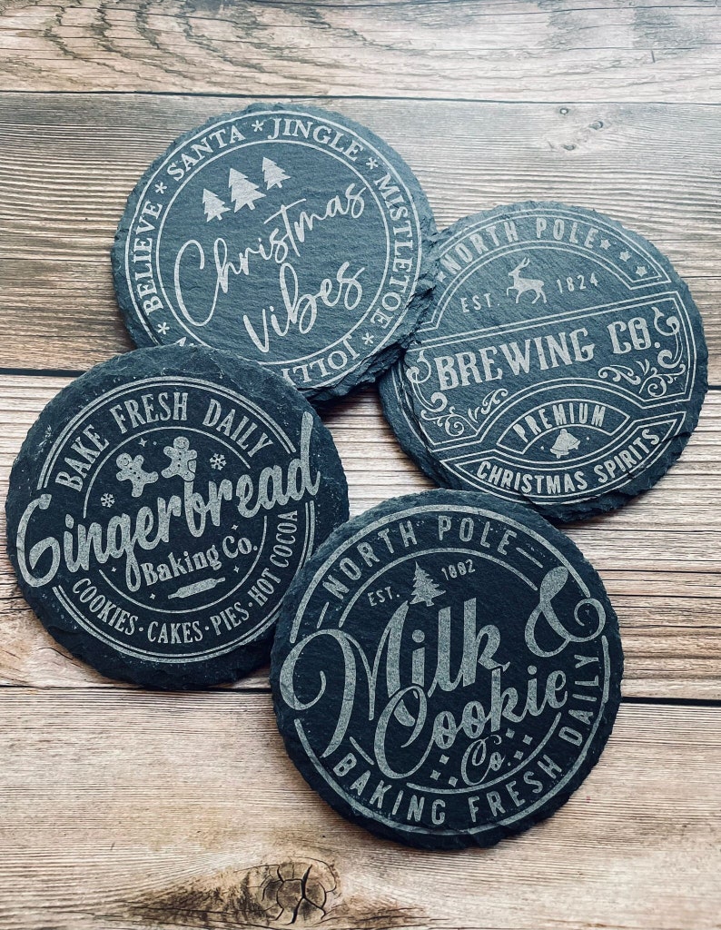 Engraved Slate Christmas Coasters – Holiday Decor (set of 4) - Etsy