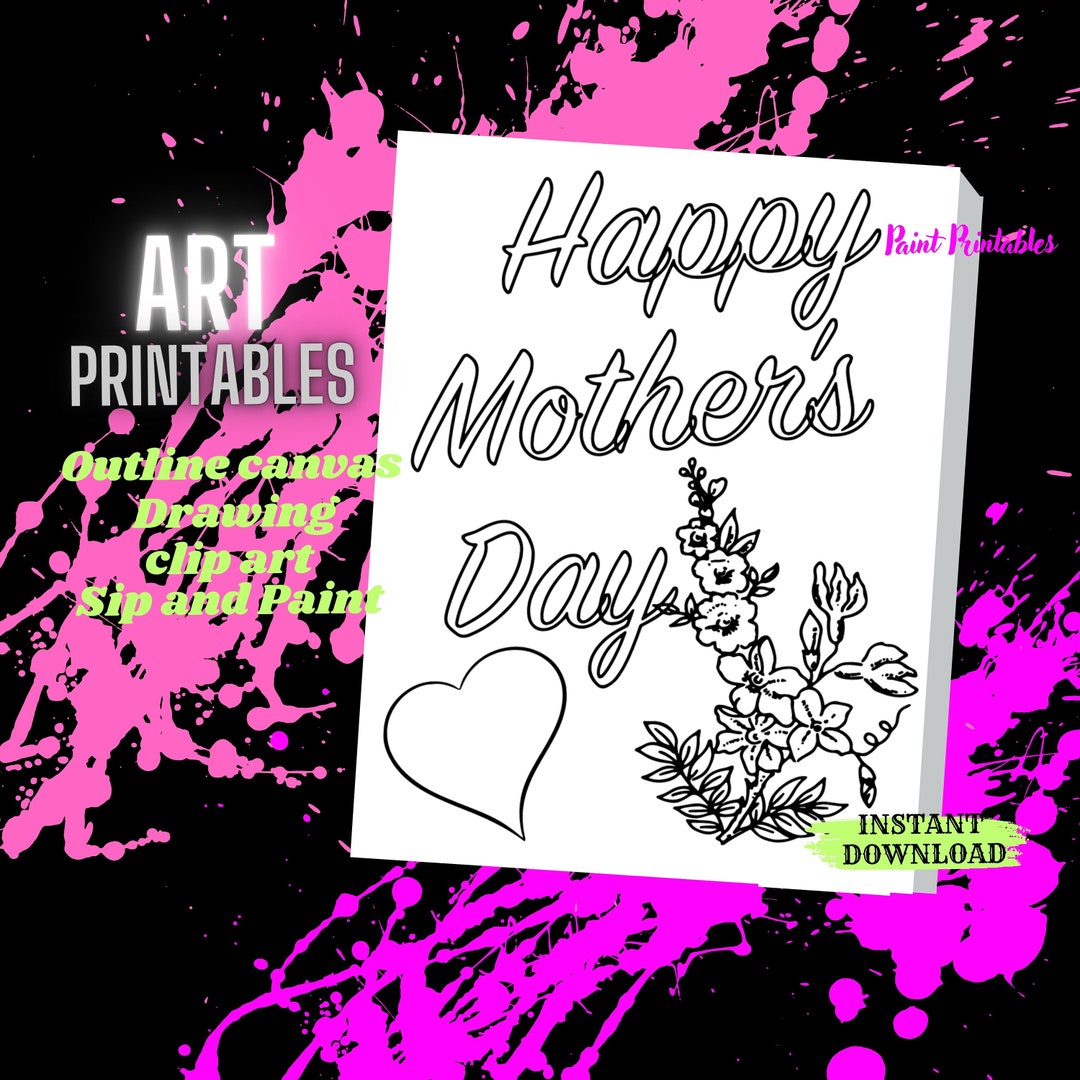 Mothers Day Sip and Paint canvas Printable Mother Day - Etsy