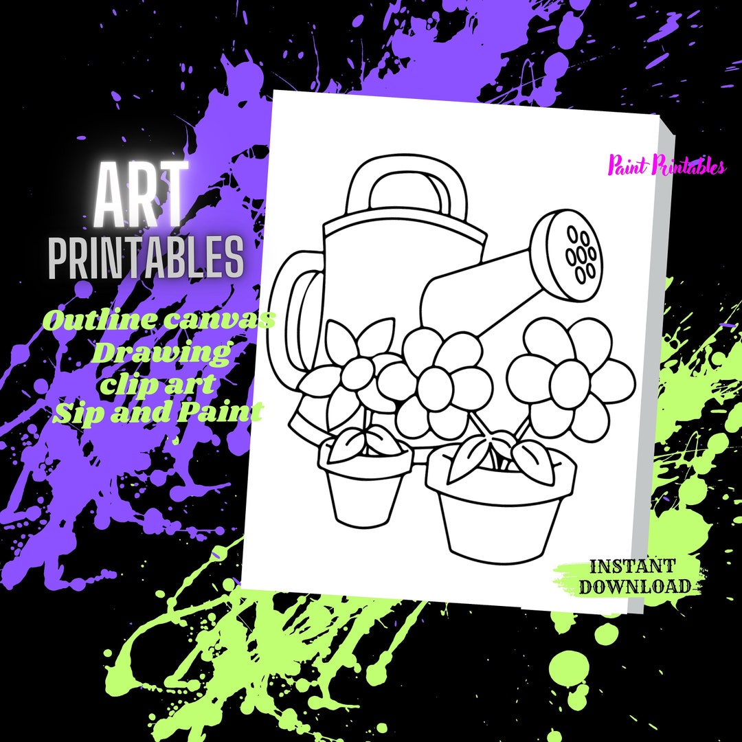 Diy Paint Template paint and Sip Outline Canvas DIY Afro - Etsy