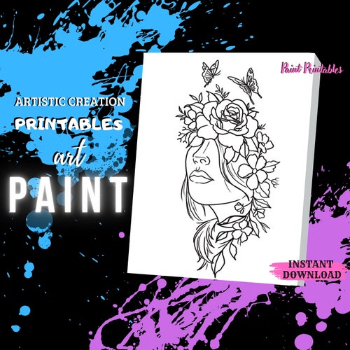 PAINT PARTY PRINTABLE/ Paint Party/ Pre-drawn/outline Canvas/ - Etsy