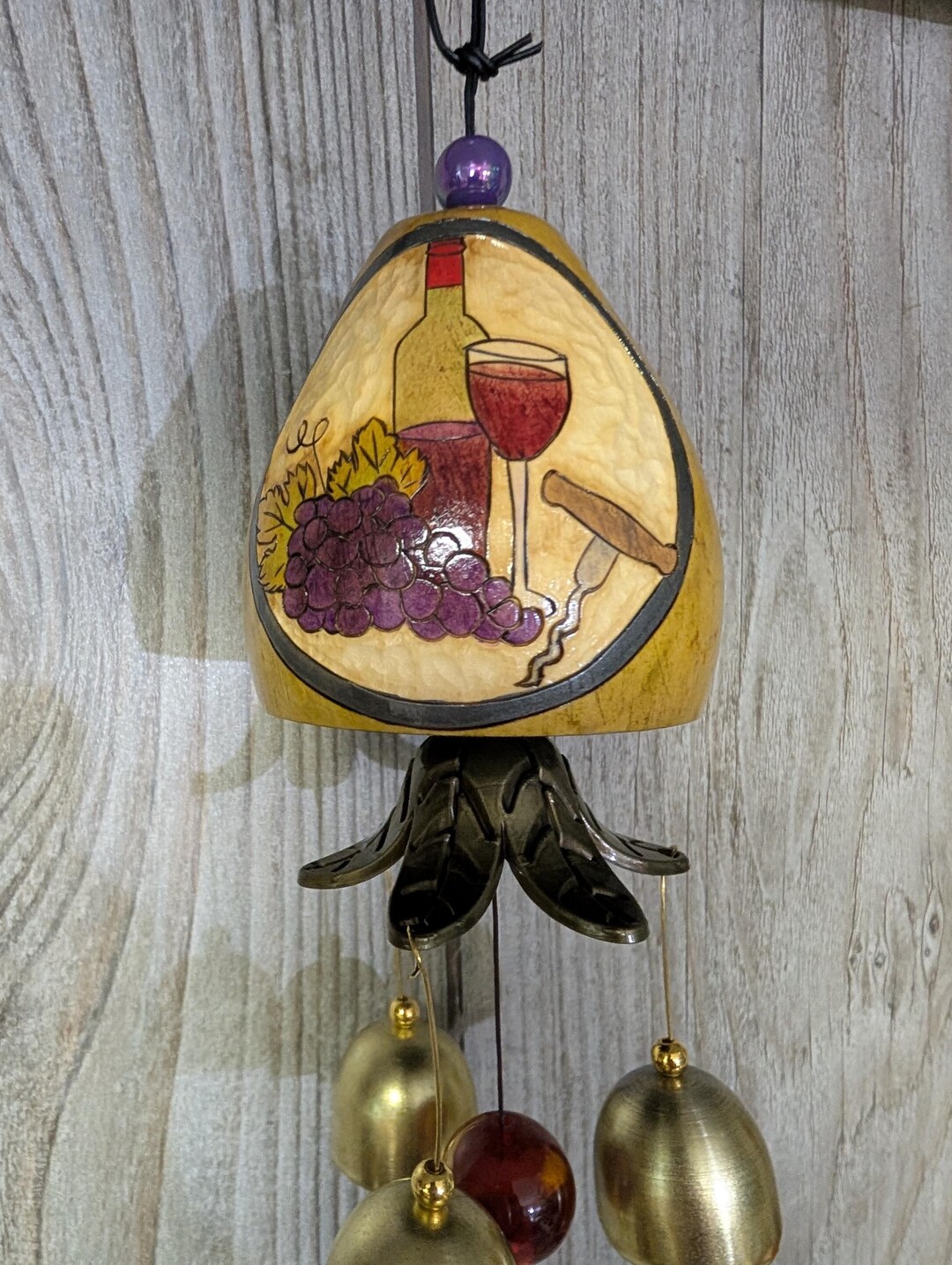 Wine & Grapes Gourd Wind Chime - Etsy